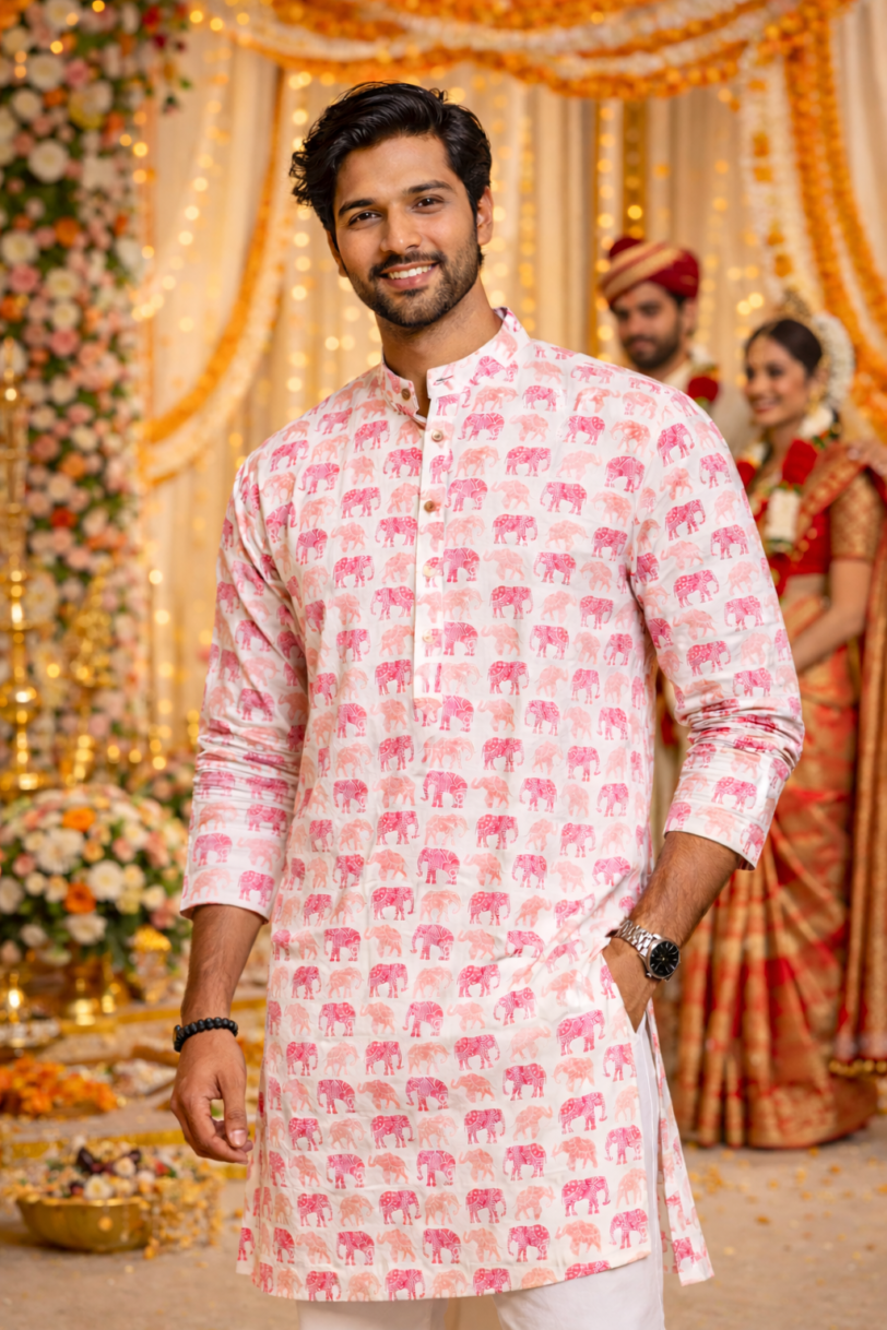 Hathi Raja Pink Kurta - Marlleshwar